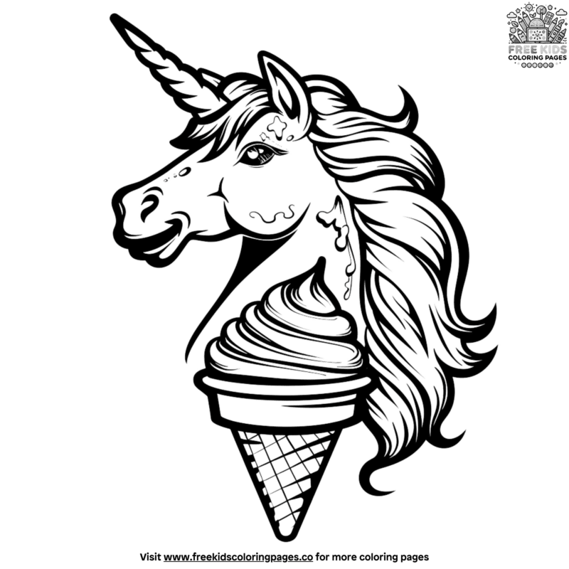 Magical Unicorn Ice Cream Coloring Pages