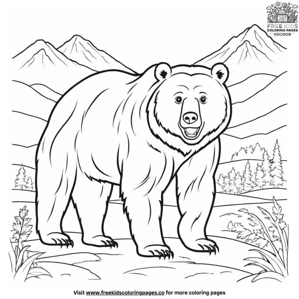 Majestic Grizzly Bear Coloring Pages: Explore The Wilderness