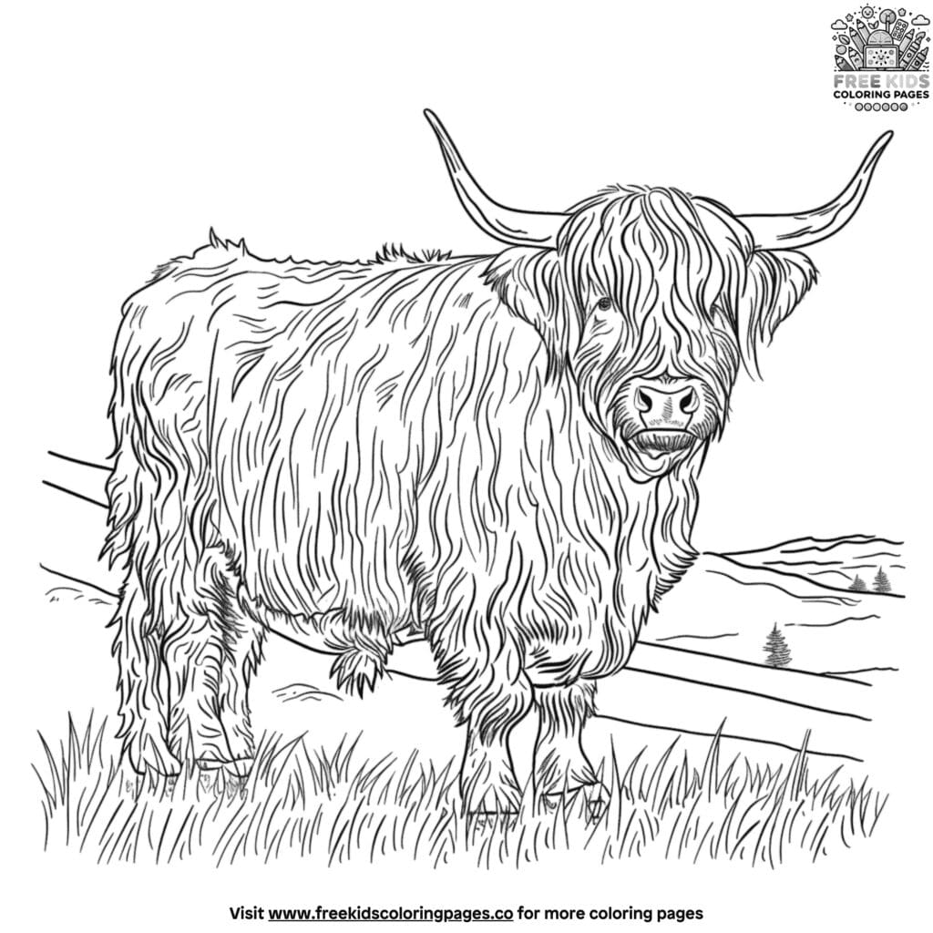 Majestic Highland Cow Coloring Pages For Creative Fun