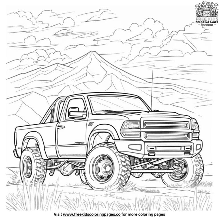 Adventurous Off-Road Truck Coloring Pages: Thrilling Designs