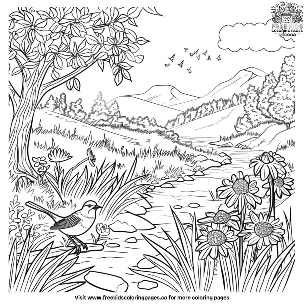 Peaceful Nature Coloring Pages: Unwind With Scenic Designs
