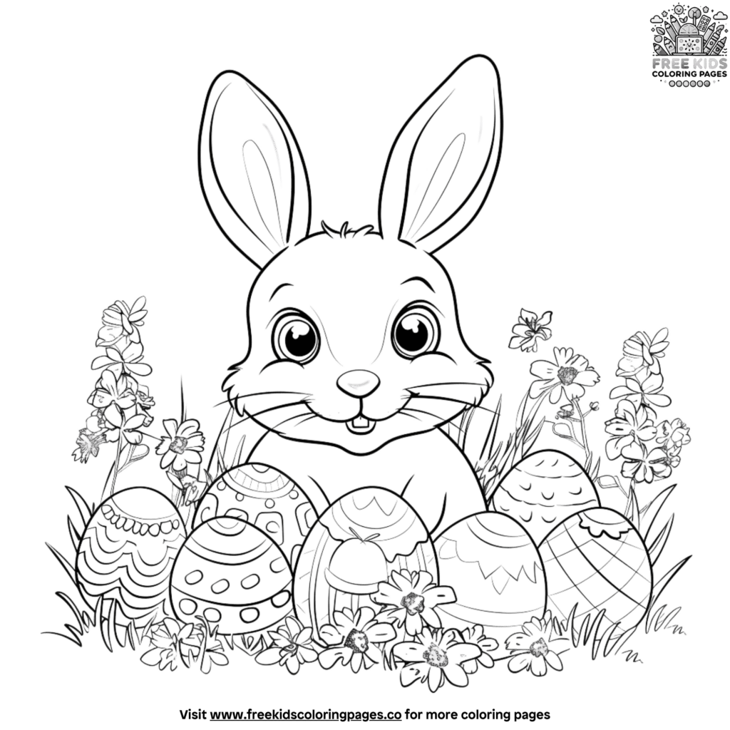 Exciting Easter Bunny Hiding Eggs Coloring Page Collection