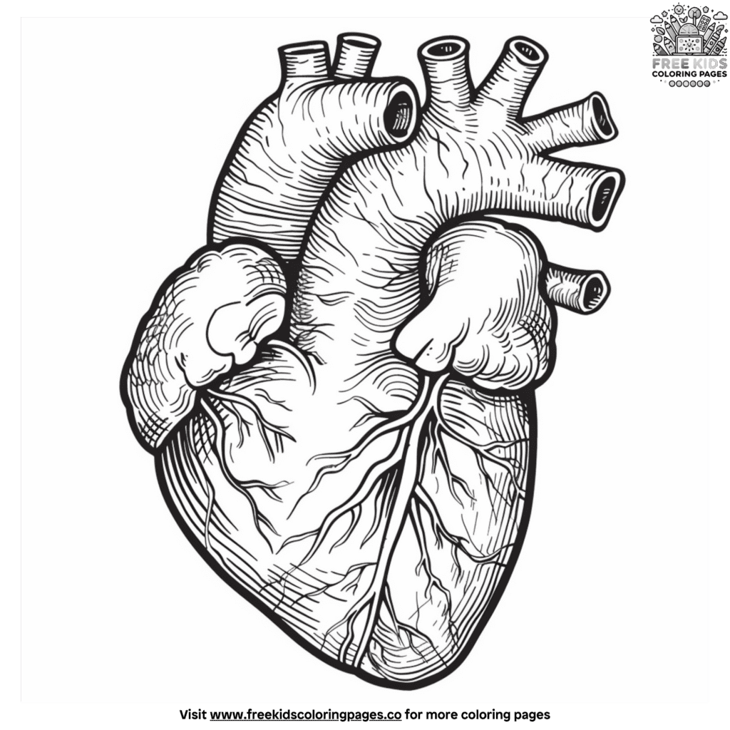 Anatomical Heart Coloring Pages For Kids - Free Printable Sheets