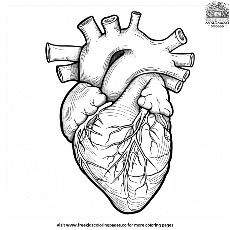 Anatomical Heart Coloring Pages For Kids - Free Printable Sheets
