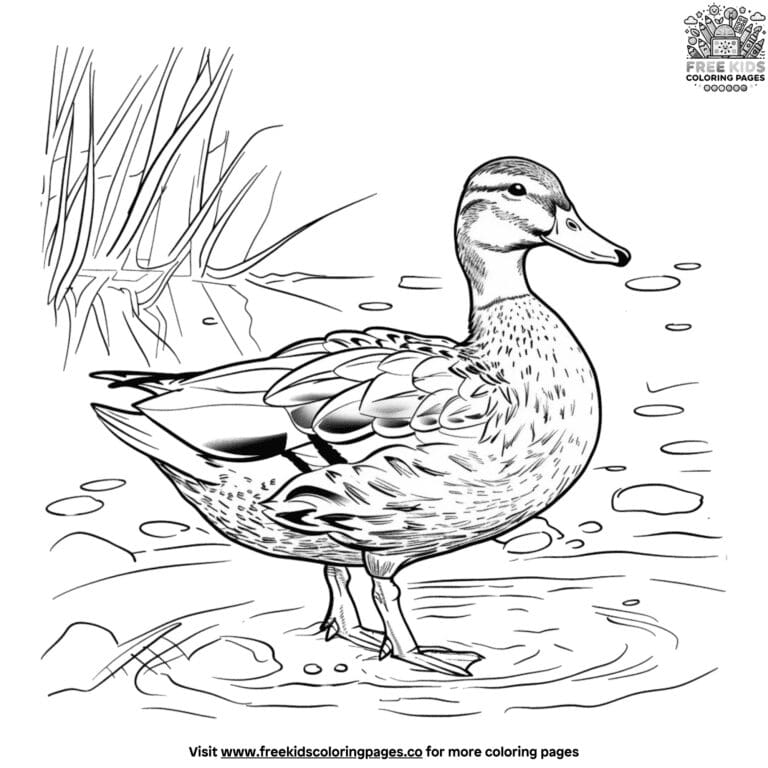 Realistic Duck Coloring Pages