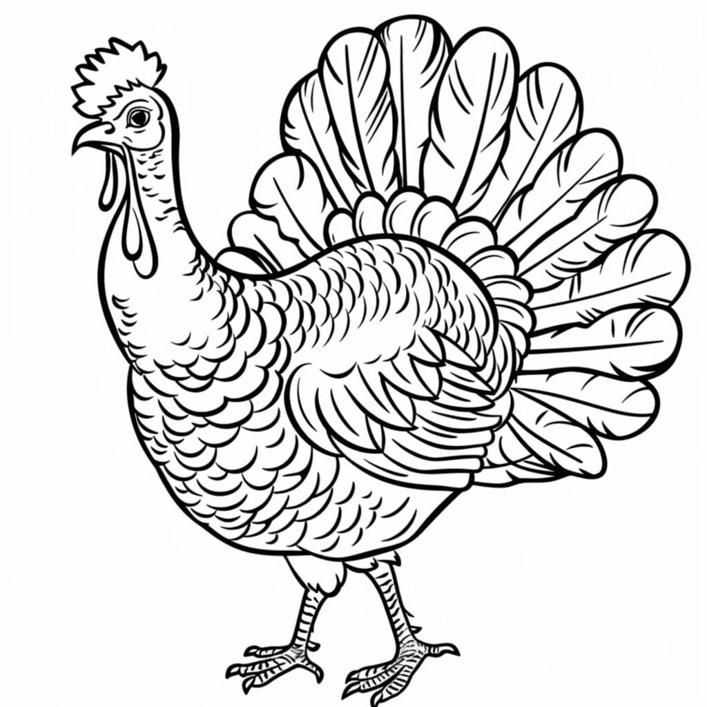 Easy Realistic Turkey Coloring Pages - Free Kids Coloring Pages