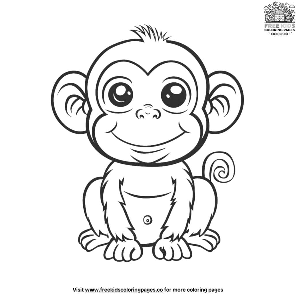 Simple Easy Monkey Coloring Pages