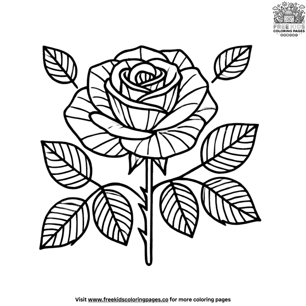 Easy Rose Coloring Pages For Kids