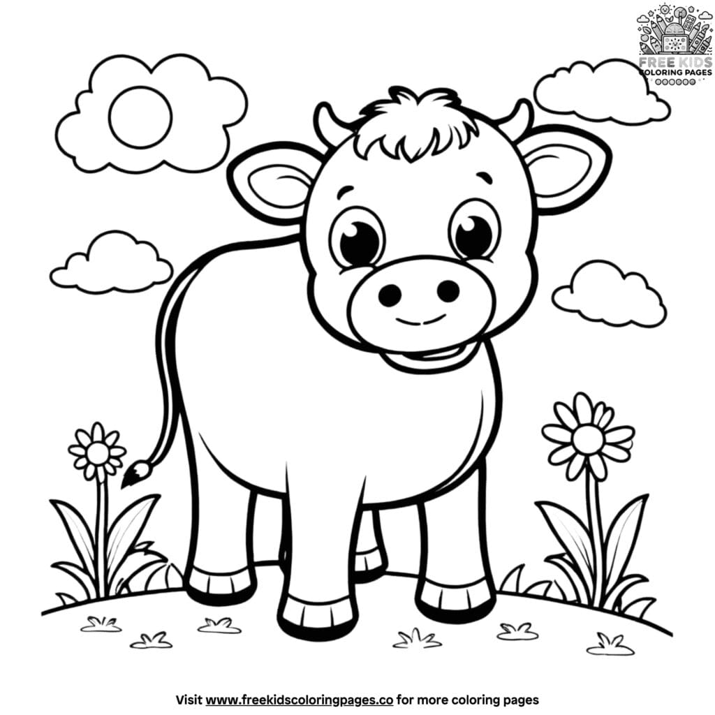 Simple And Easy Cow Coloring Pages For Beginners