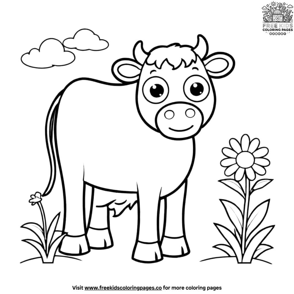 Simple And Easy Cow Coloring Pages For Beginners