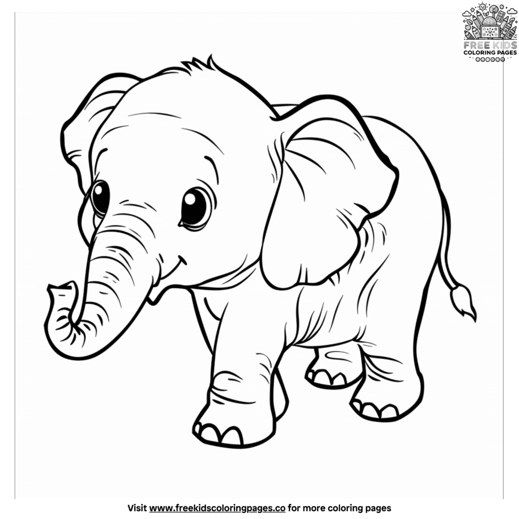 Cute And Easy Elephant Coloring Pages