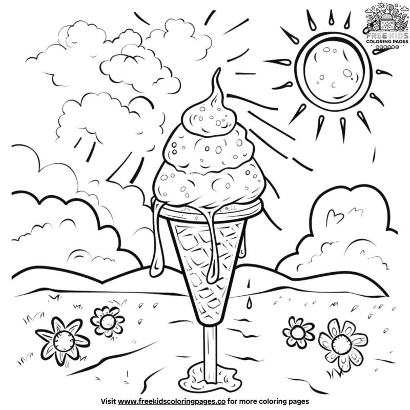 Delightful Ice Cream Sundae Coloring Pages