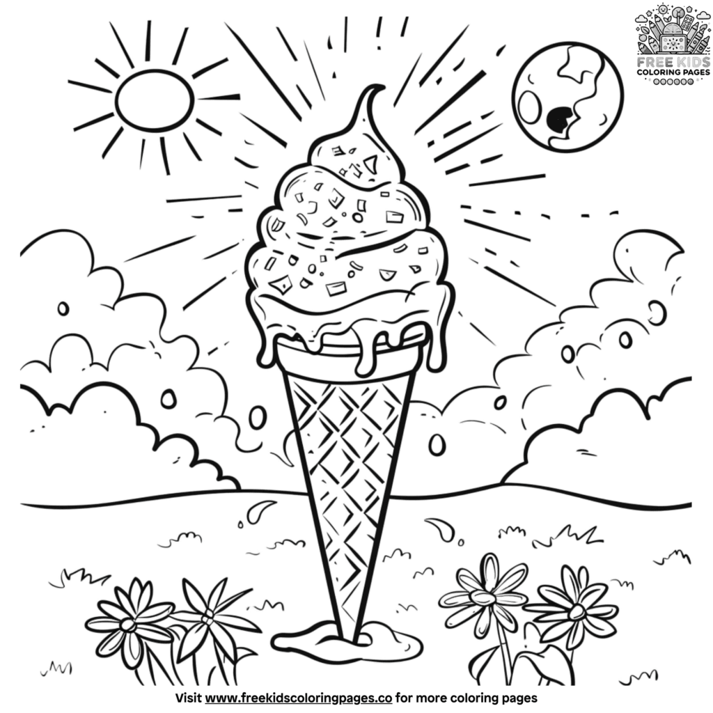 Sunlit Summer Ice Cream Coloring Pages