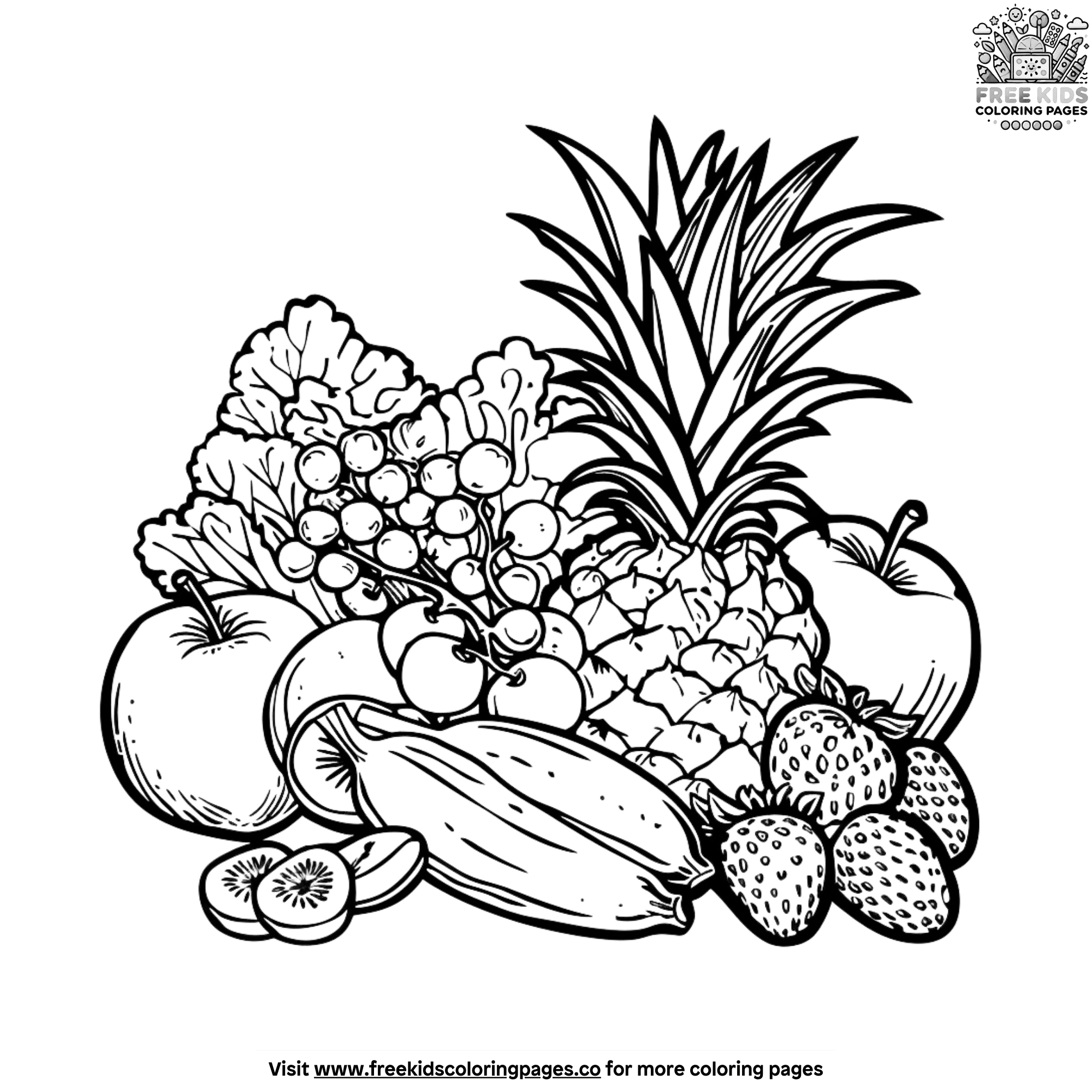 Energetic And Healthy Food Coloring Pages Energetic And Healthy Food Coloring Pages