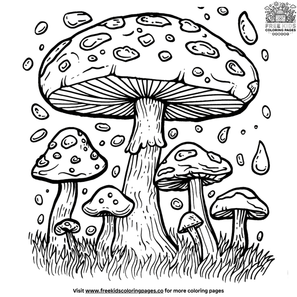 Detailed Fantasy Mushroom Coloring Pages