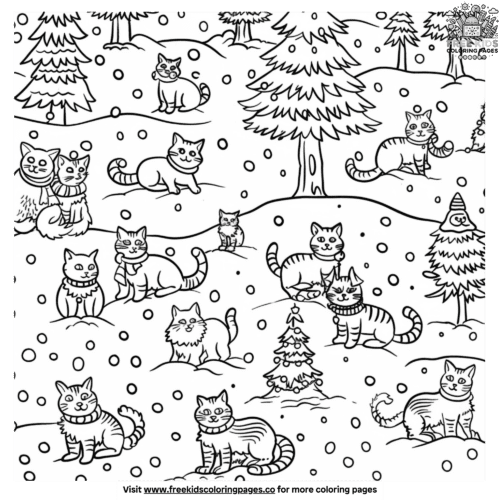Winter Cat Coloring Pages: Cozy Cats In Winter Wonderland