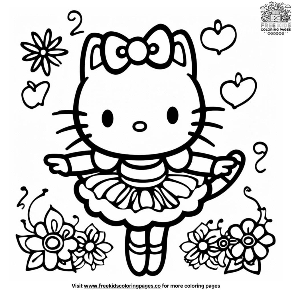 Adorable Hello Kitty Ballerina Coloring Pages