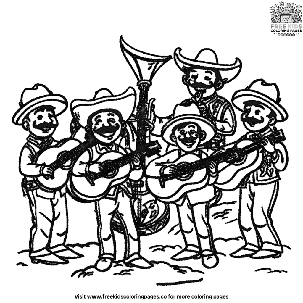 Colorful Mariachi Cinco De Mayo Coloring Pages