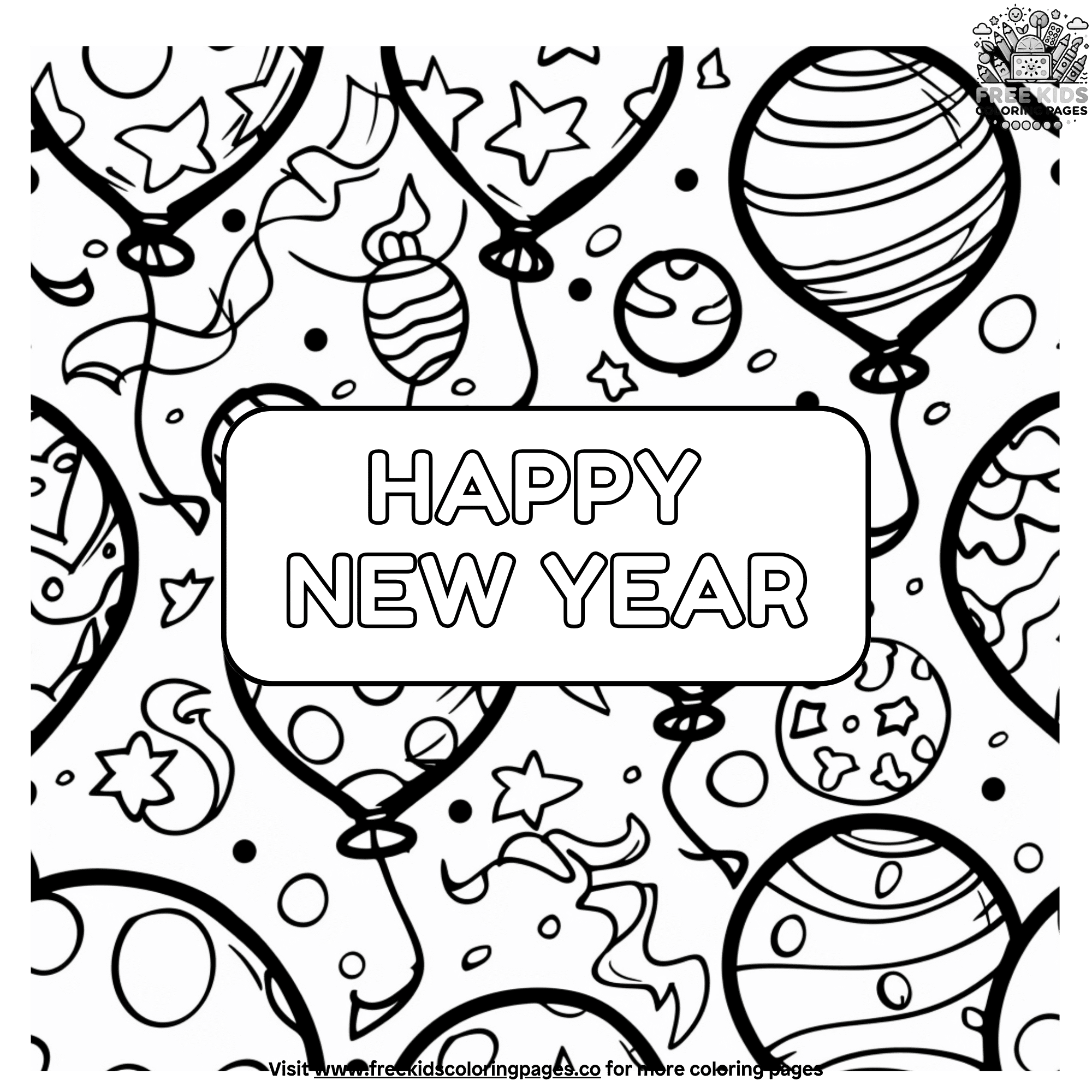 23+ Delightfully Cute New Year Coloring Pages
