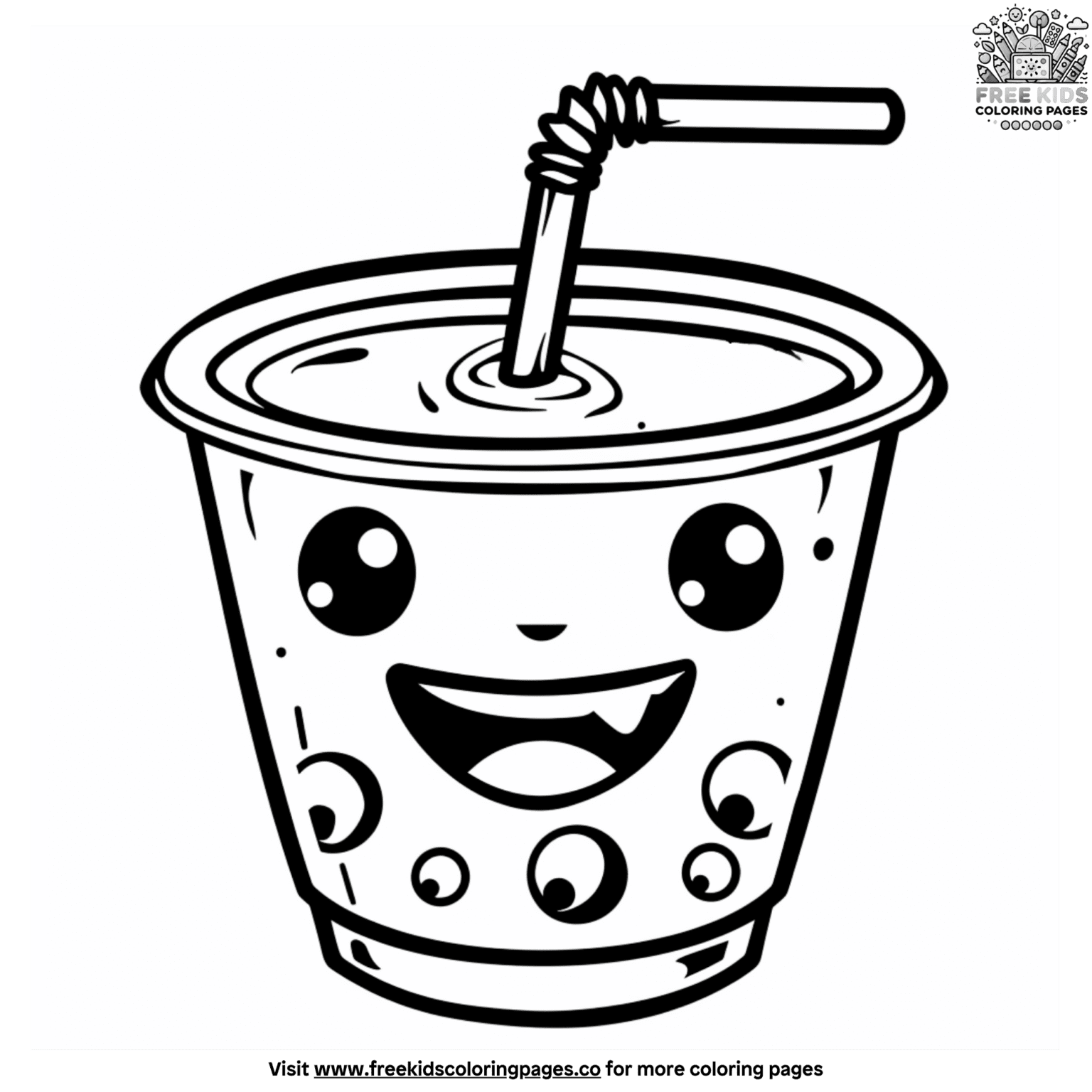 Smiling Boba Tea Coloring Pages For Toddlers