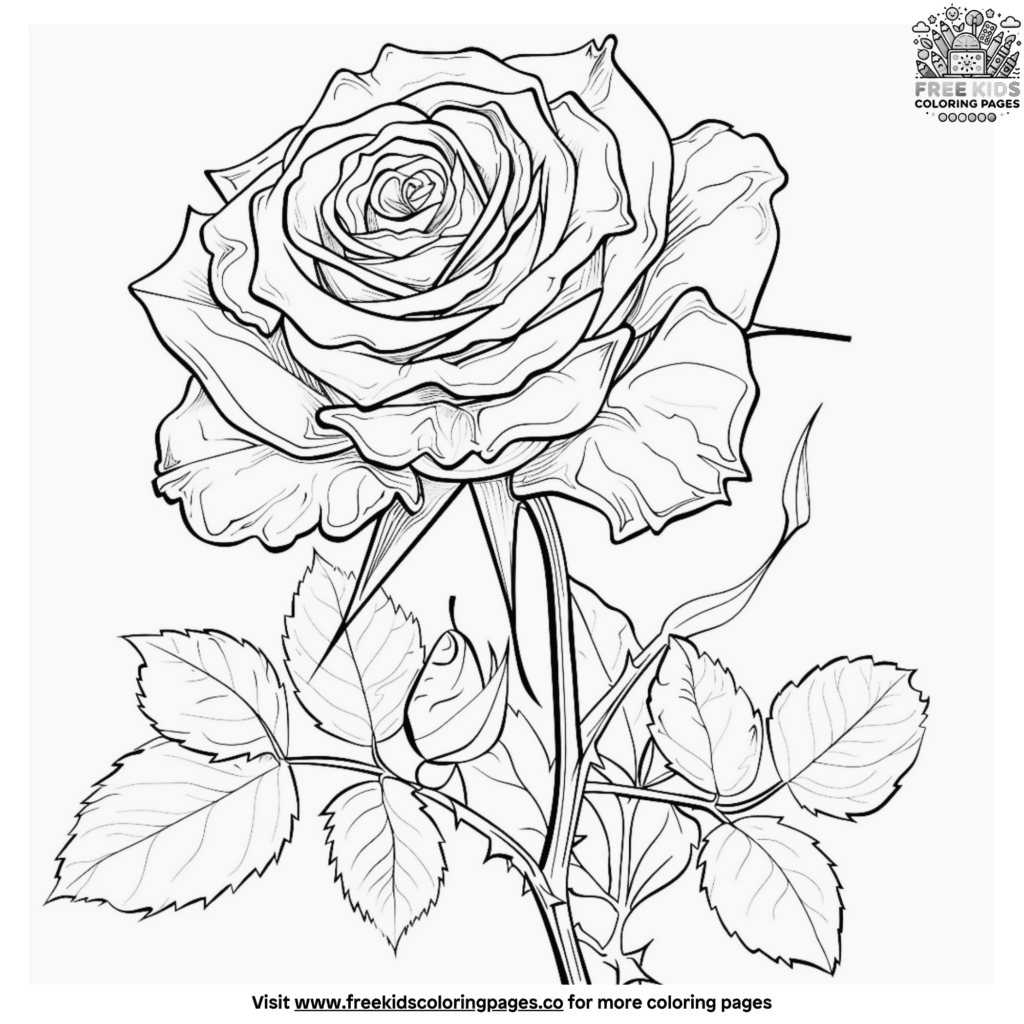 Sophisticated Rose Coloring Pages For Young Artists