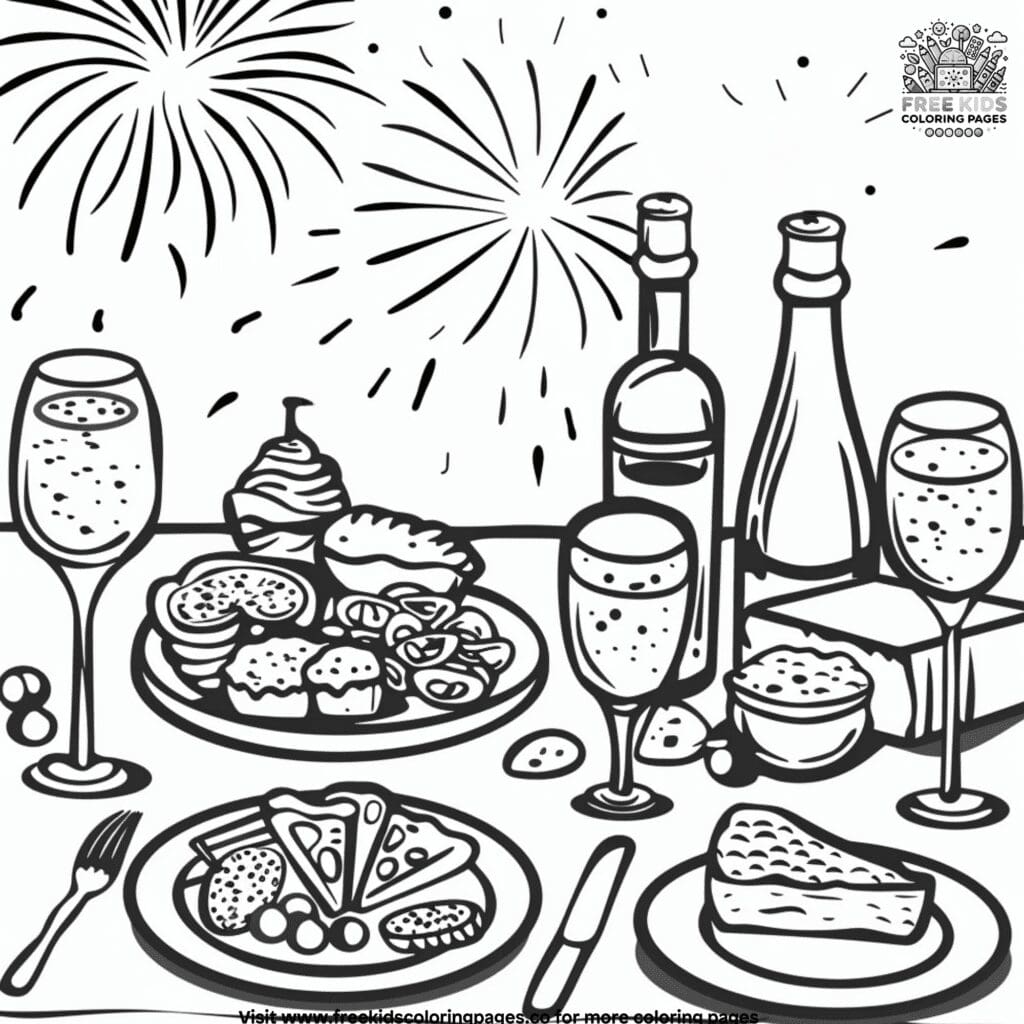 Diverse New Year Traditions Coloring Pages