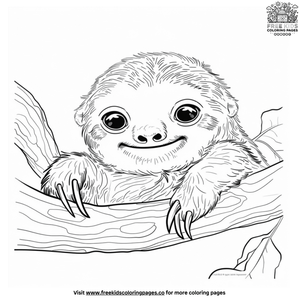 Charming Baby Sloth Coloring Pages