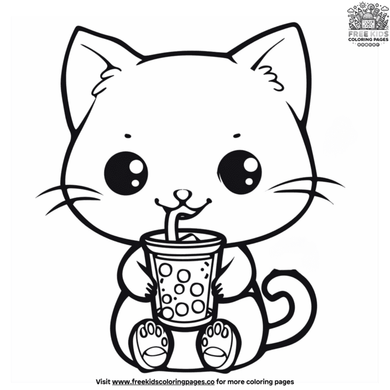Charming Boba Cat Coloring Pages For Creative Kids - Free Kids Coloring ...