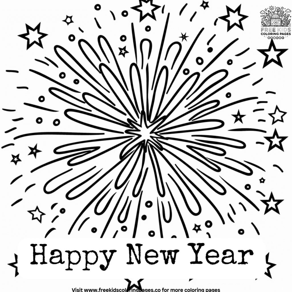 Cheerful New Year's Eve Coloring Pages: Countdown Fun For Kids