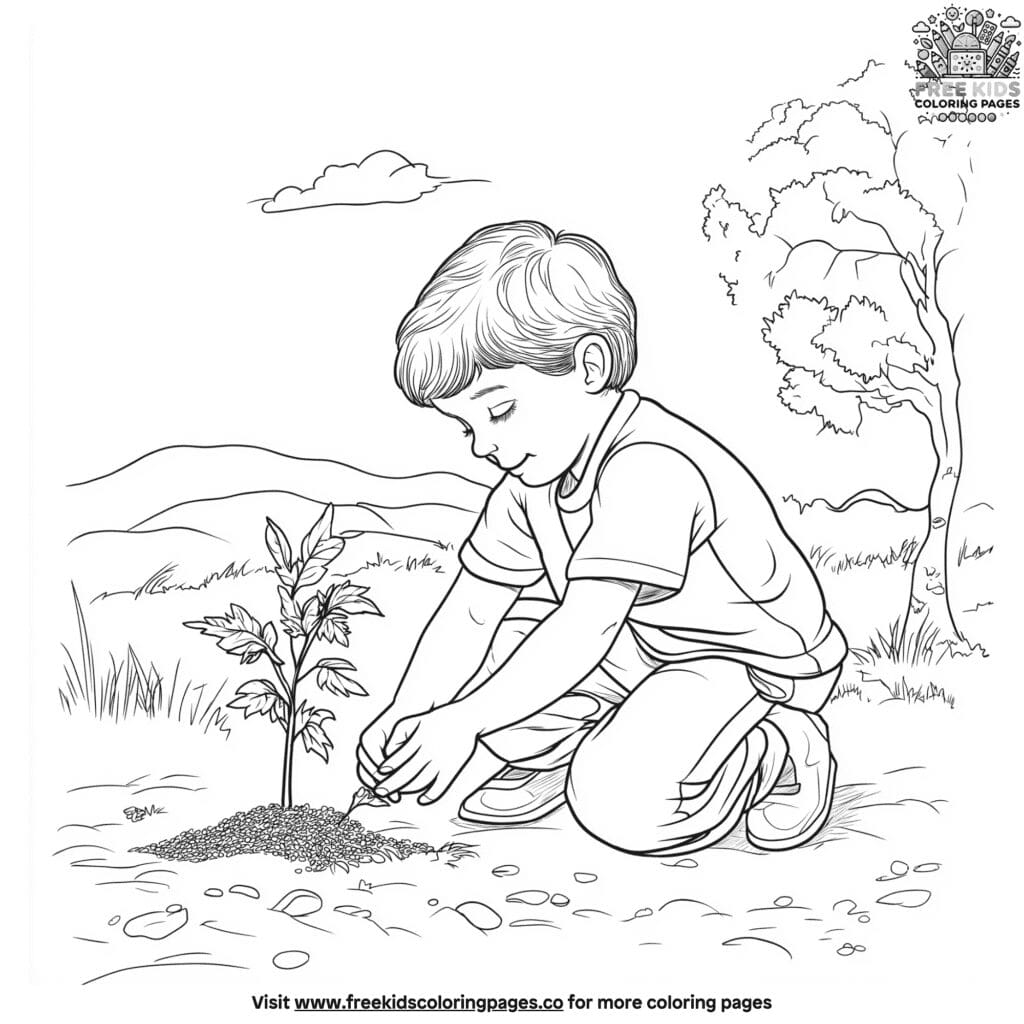 Tree Planting Coloring Pages
