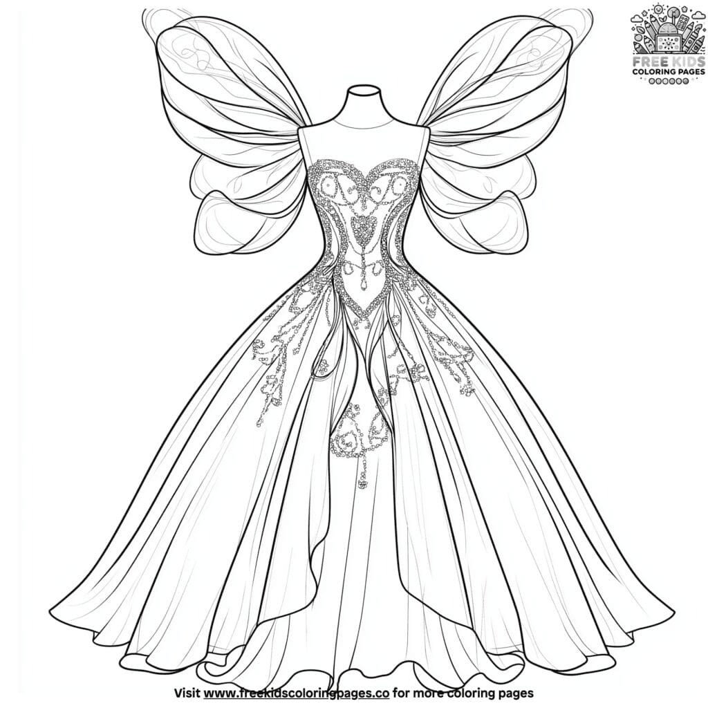 Fairy Princess Dress Coloring Pages
