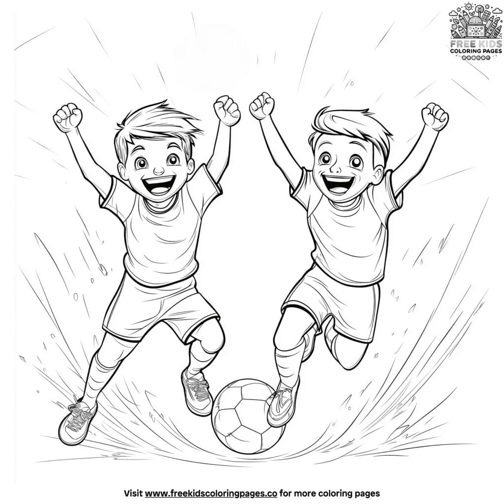 Soccer Goal Celebration Coloring Pages