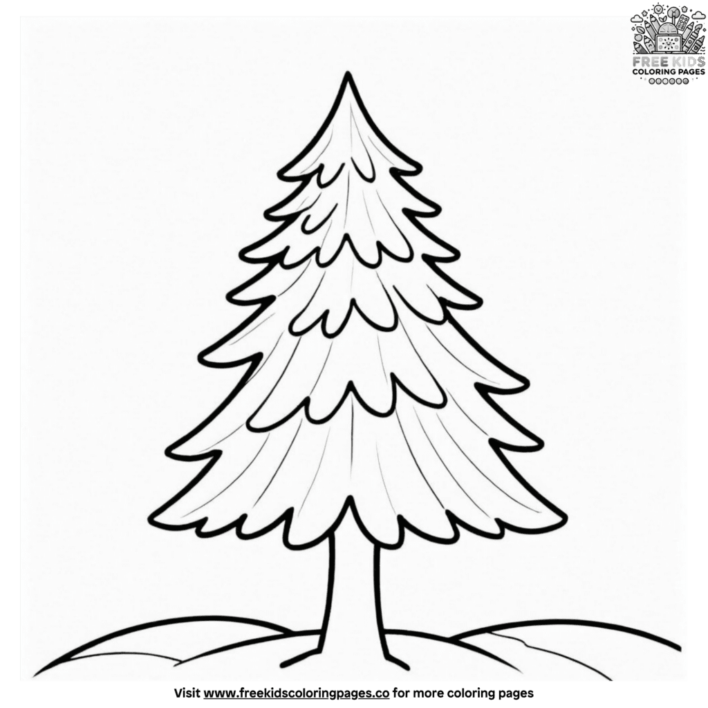 Evergreen Pine Tree Color Pages: Winter Wonderland