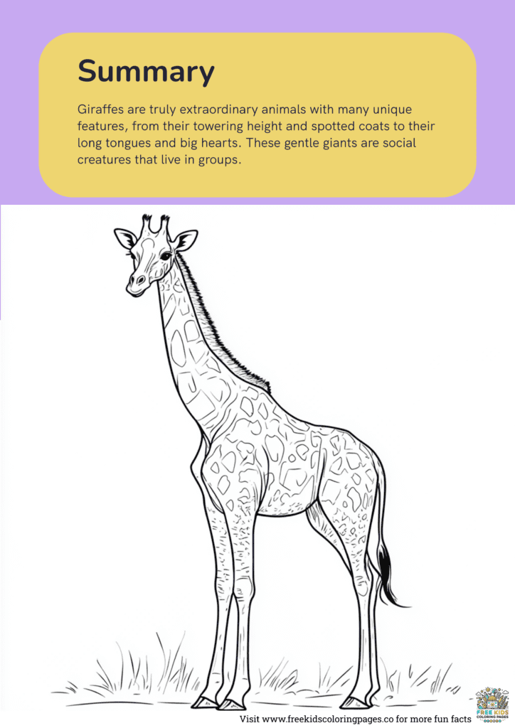 Gigantic Giraffe Fun Facts Printable For Kids To Explore