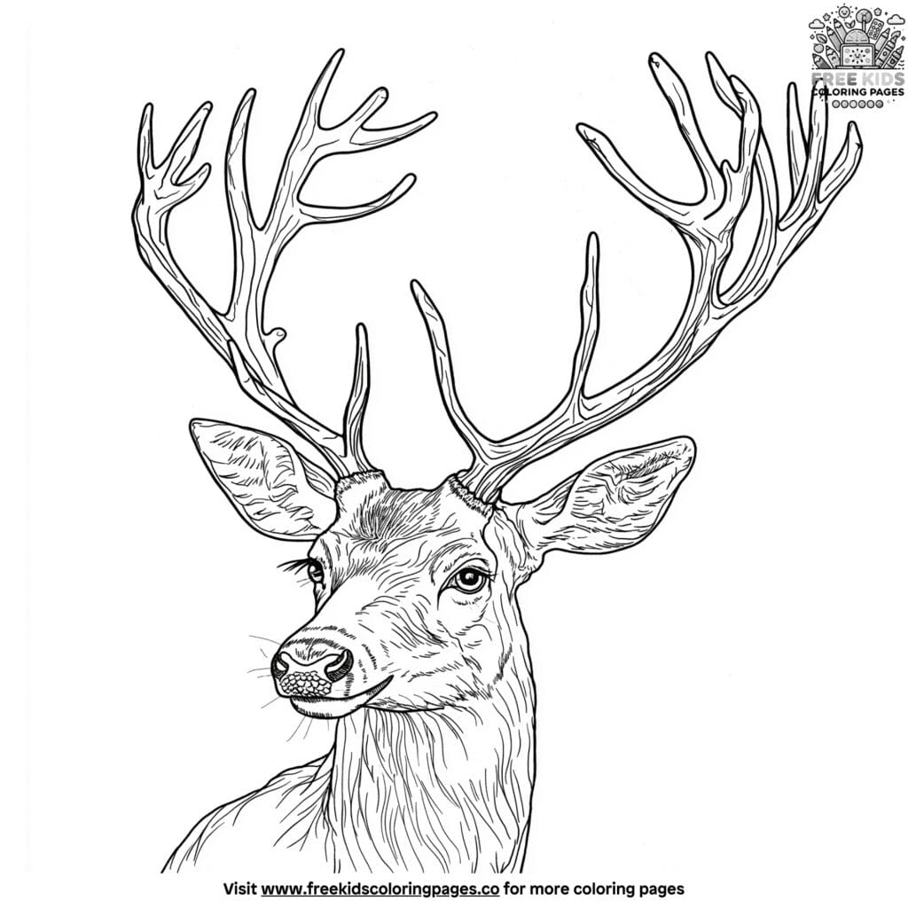 Detailed Deer With Antlers Coloring Pages