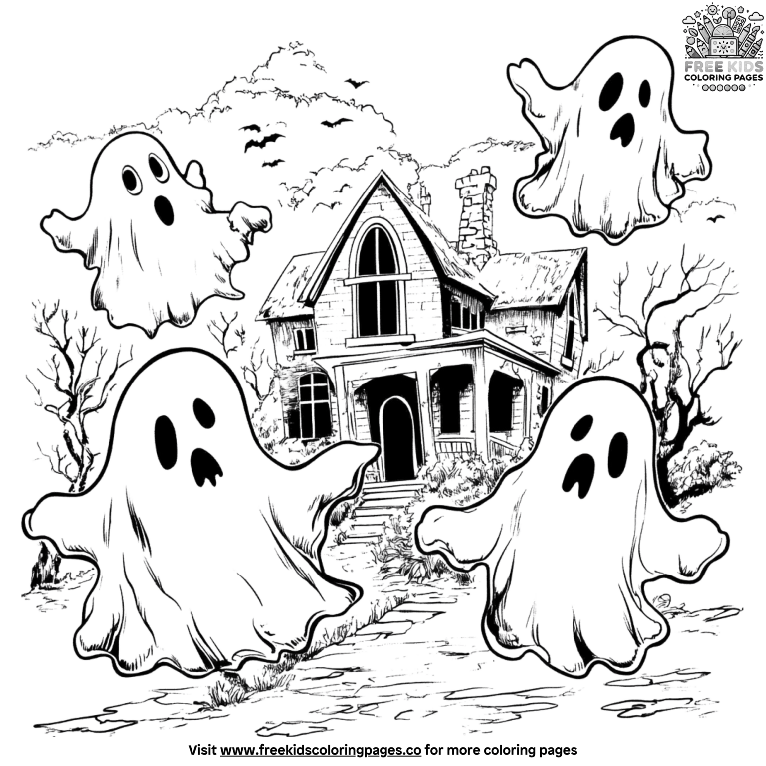 Adorable Cute Ghost Coloring Pages