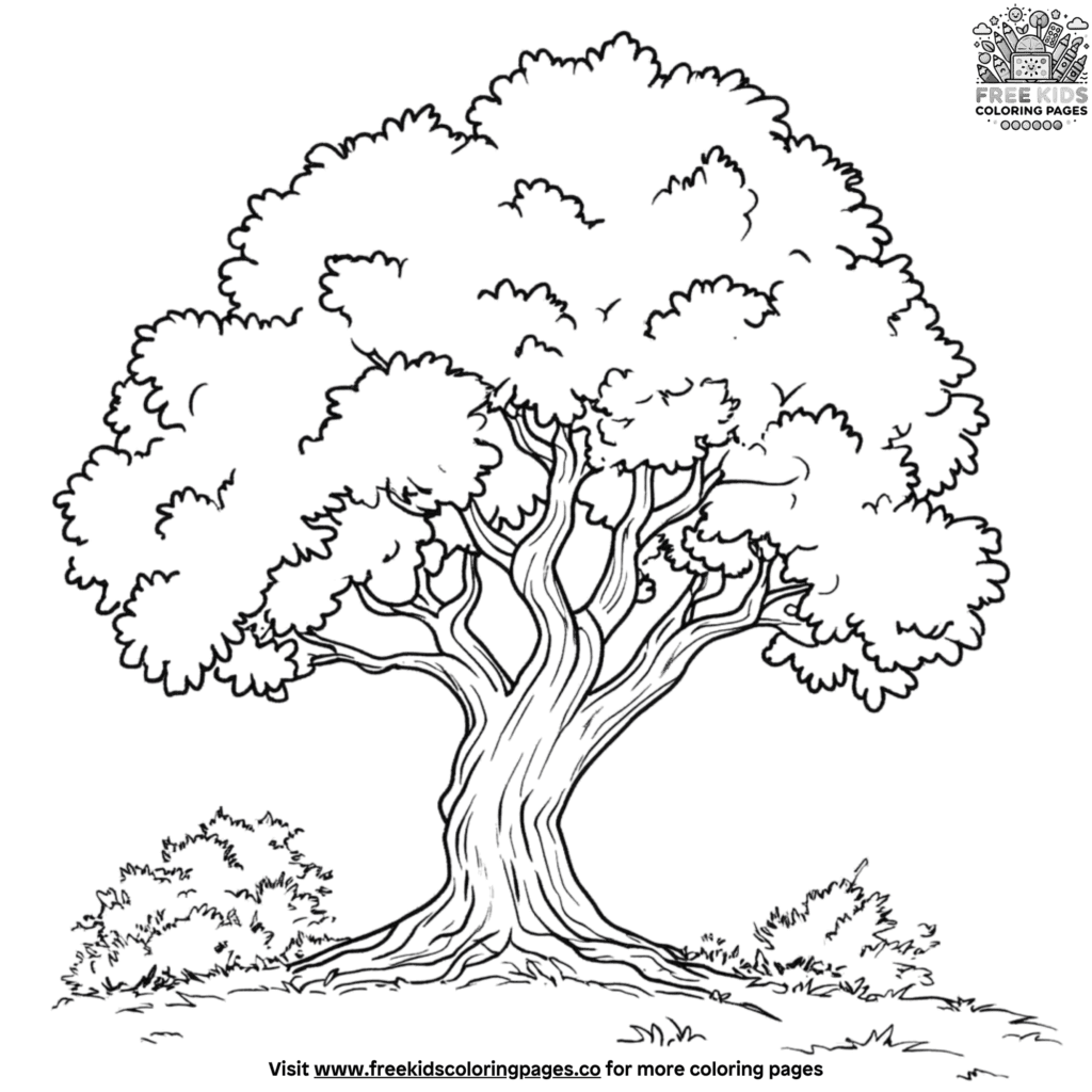 Majestic Oak Tree Coloring Pages