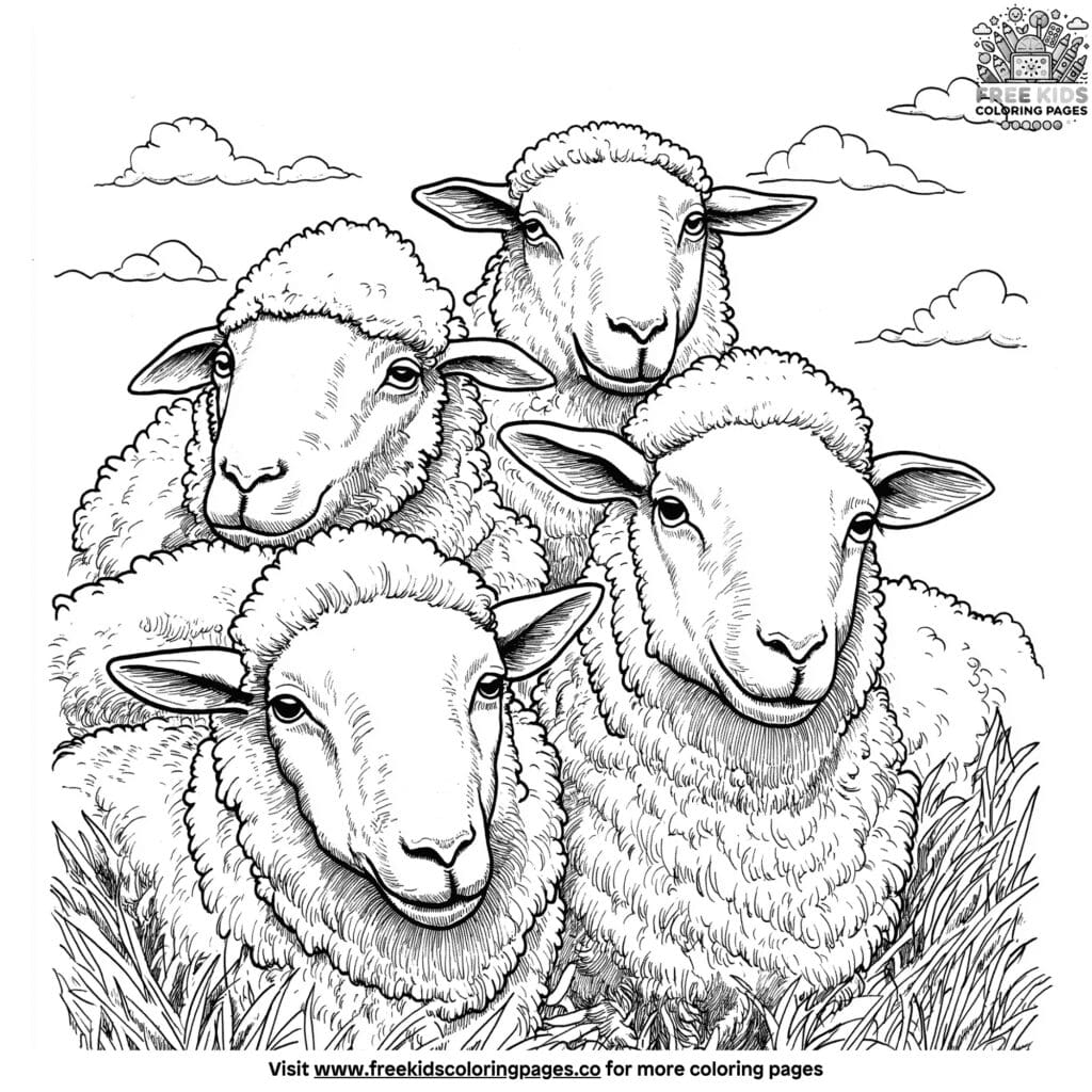 Sheep Flock Coloring Pages