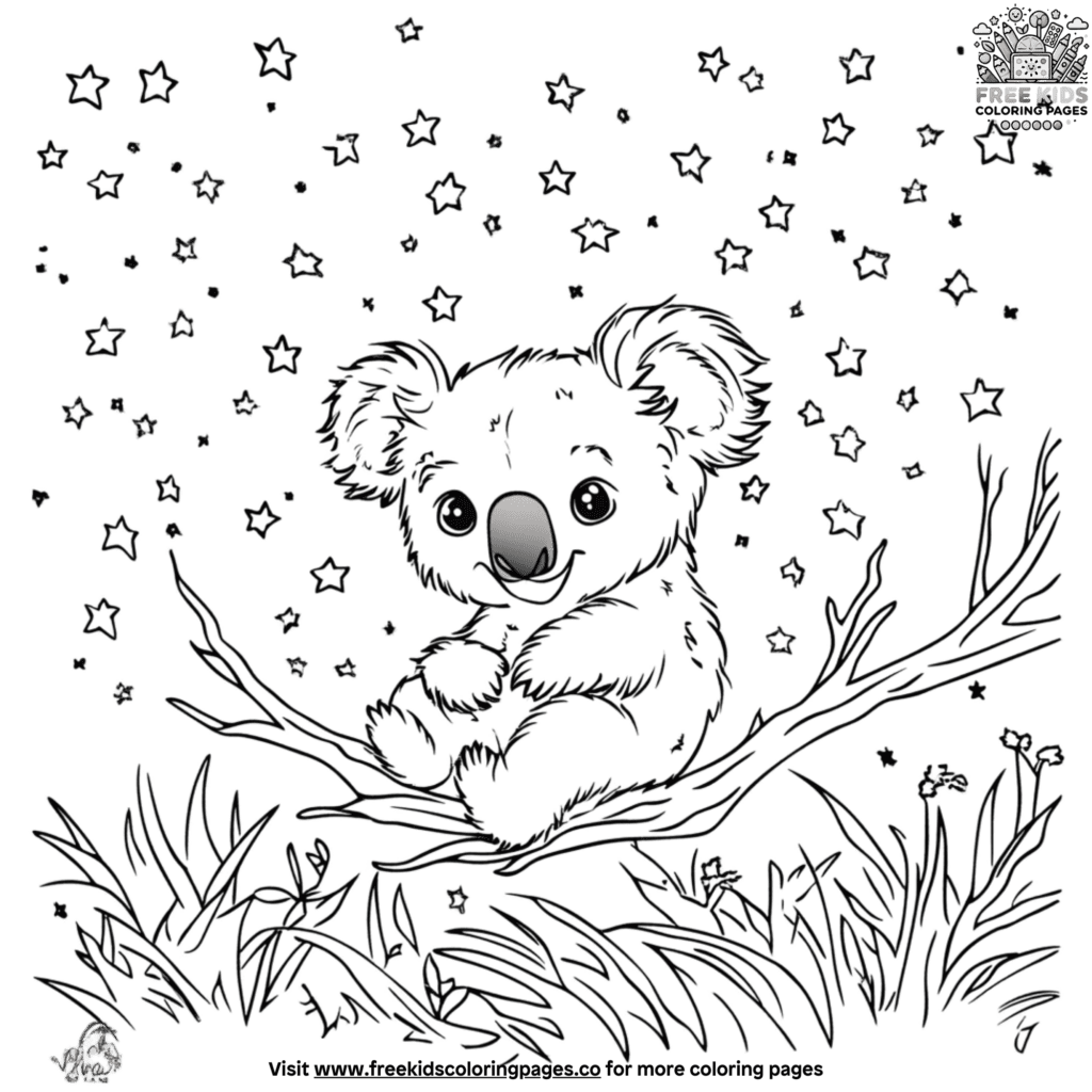 Shining Stars Koala Coloring Pages