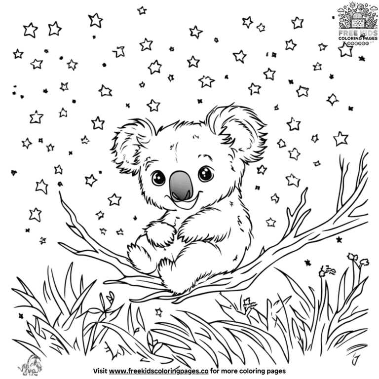 Shining Stars Koala Coloring Pages