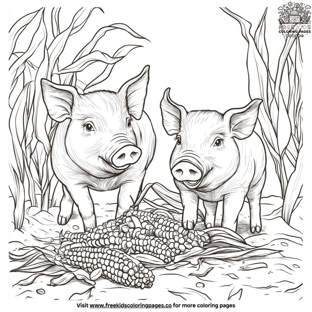 Sleeping Pigs Coloring Pages For Kids' Fun