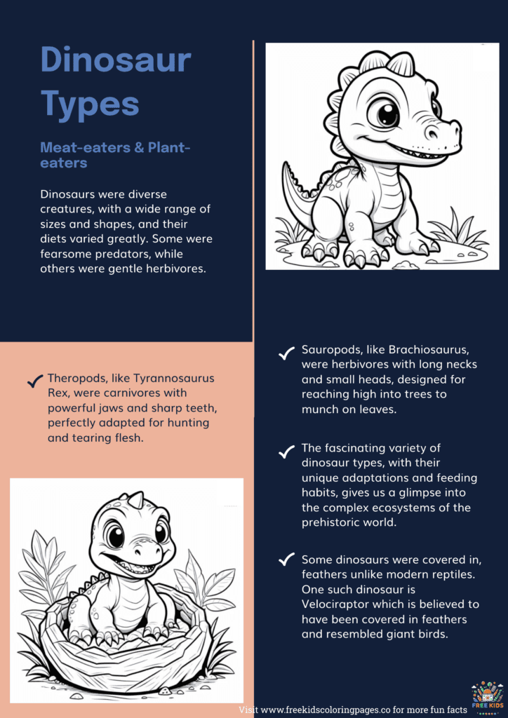 Dino-Mite Dinosaur Fun Facts Printable - Free Kids Coloring Pages