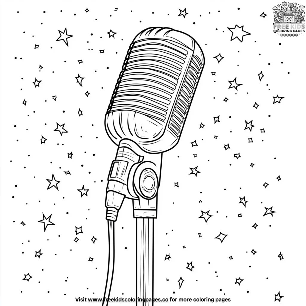Microphone With Stand Coloring Pages