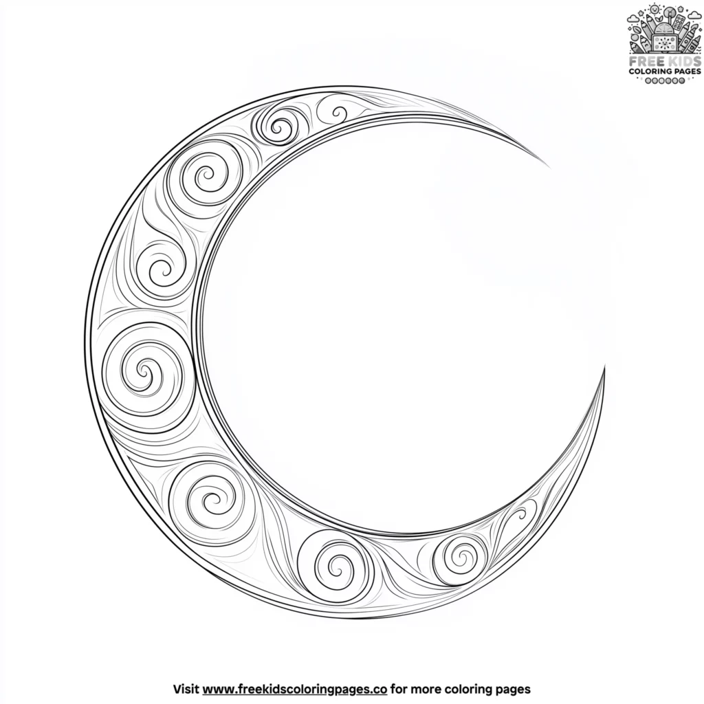 Crescent And Spiral Coloring Pages