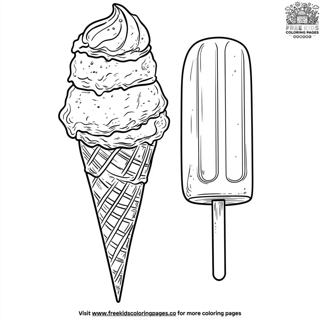 Ice Cream Cone And Popsicle Coloring Pages