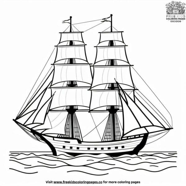 Vintage Sailing Ship Coloring Pages