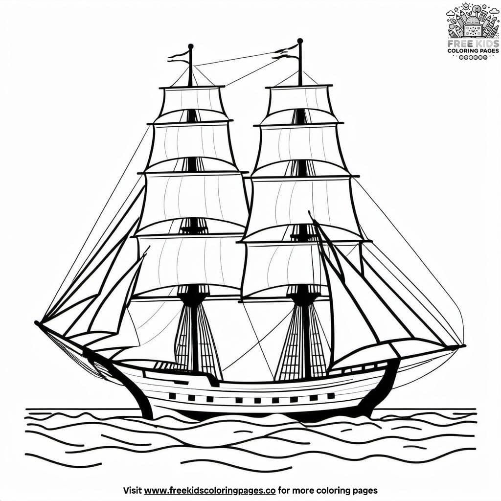 Vintage Sailing Ship Coloring Pages