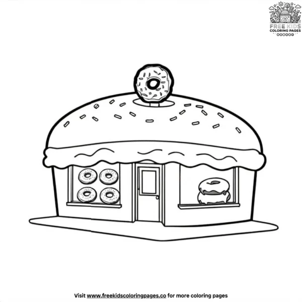 Vintage Style Donut Shop Coloring Pages