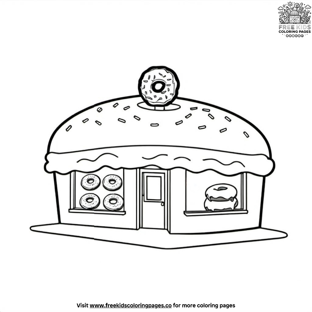 Vintage Style Donut Shop Coloring Pages