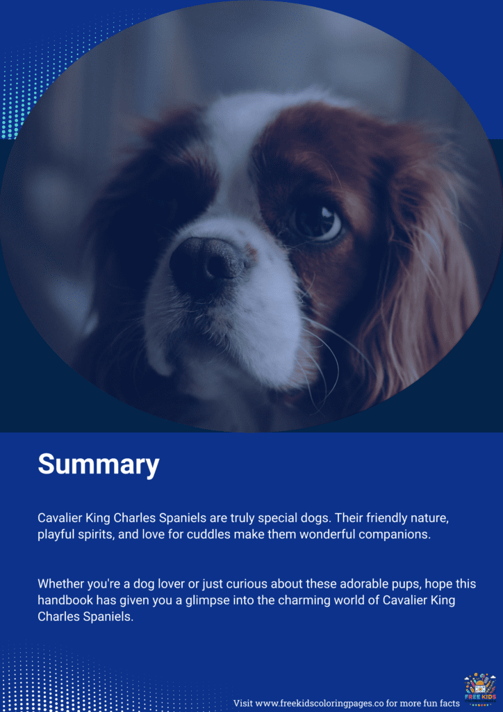 Cute Cavalier King Charles Spaniel Fun Facts Printable - Free Kids ...